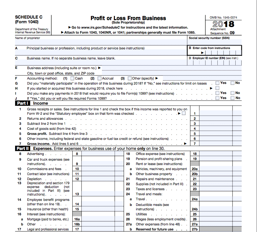 IRS Schedule C Instructions For 1099 Contractors Shared Economy Tax